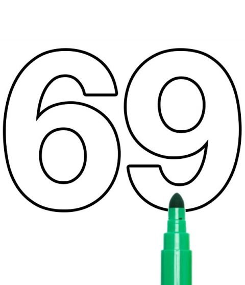 Number 69 template | Coloring Page