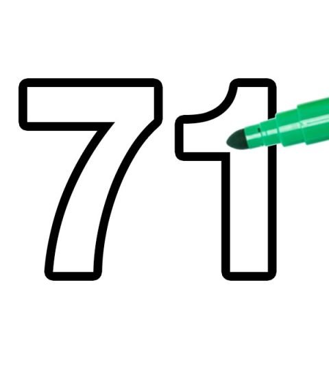 Printable Number 71 | Coloring Page