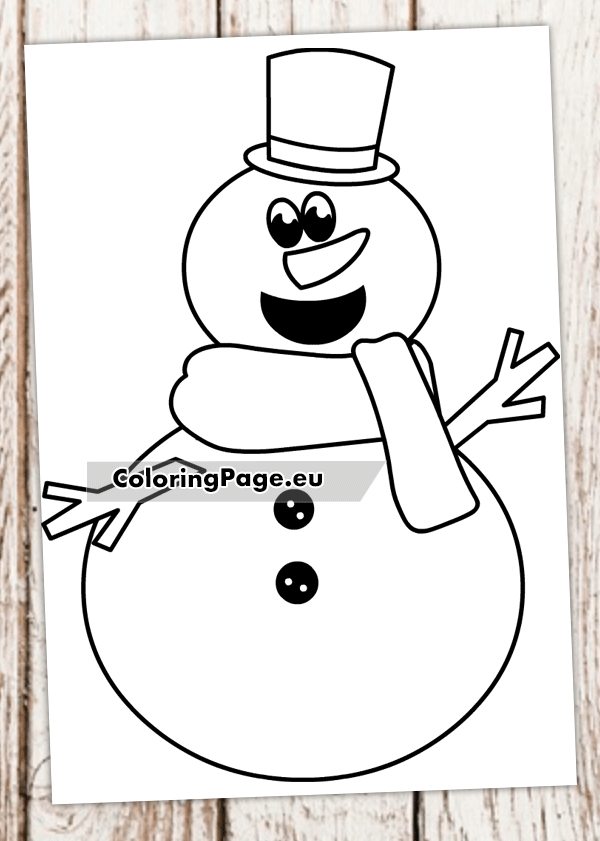 Free Printable Snowman With Hat And Scarf Coloring Page