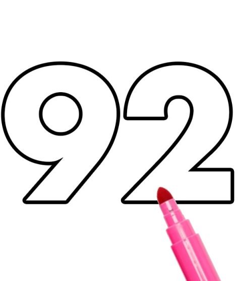 Number ninety two template | Coloring Page