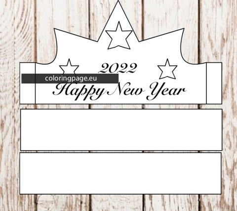 2022 Happy New Year’s Crown template | Coloring Page