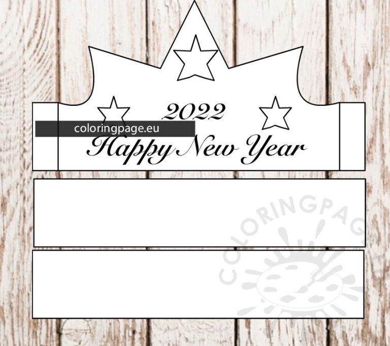 2022 Happy New Year’s Crown template | Coloring Page