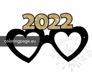 Free 2022 New Year Paper Glasses | Coloring Page