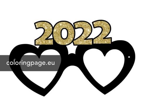 Free 2022 New Year Paper Glasses | Coloring Page