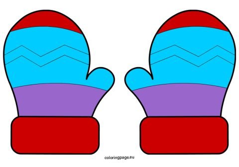 Colorful mittens printable | Coloring Page