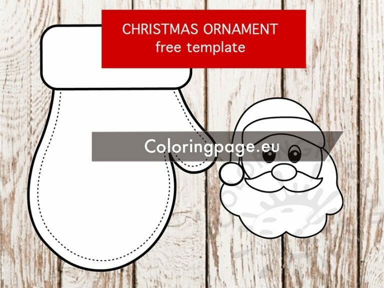 Mitten Christmas Ornament template | Coloring Page