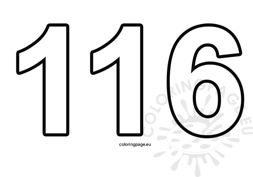 Number 116 Outline Coloring Page Number 116 Outline Coloring Page