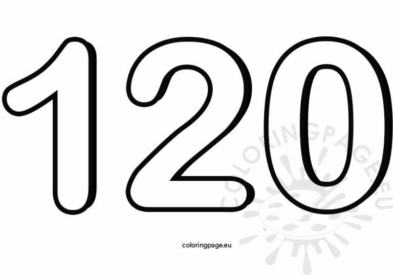 Number 120 black and white | Coloring Page