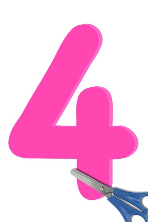 Pink number 4 image | Coloring Page