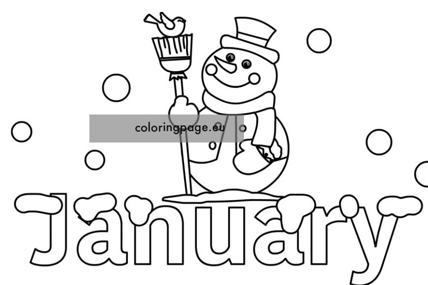 Snowman January coloring page | Coloring Page