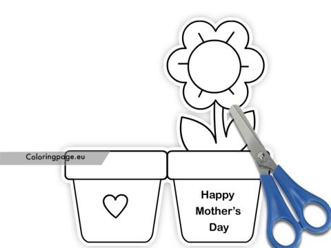 Mother’s Day Flower Pot card | Coloring Page