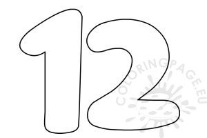 Number 12 Bubble Letter | Coloring Page