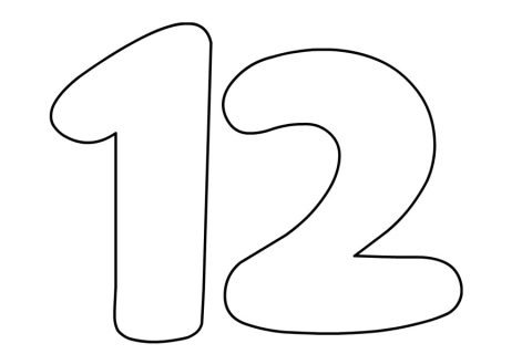 Number 12 Bubble Letter | Coloring Page
