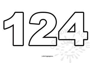 Printable Number 124 outline | Coloring Page