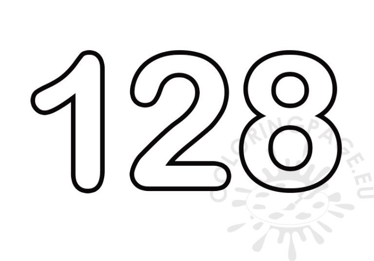 Number 128 outline | Coloring Page