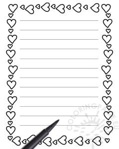 Valentines Writing Paper template | Coloring Page