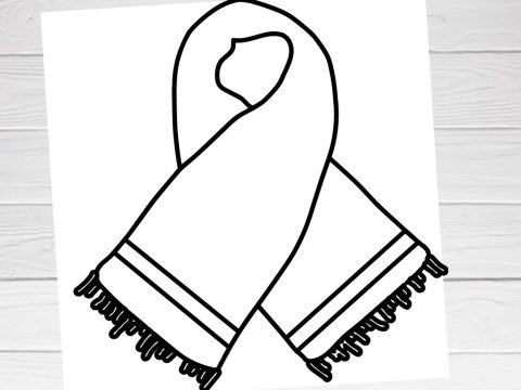 Wool Scarf With fringe | Coloring Page