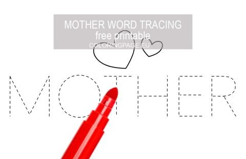 Mother word tracing | Coloring Page