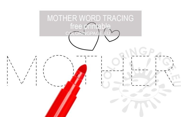 Mother word tracing | Coloring Page