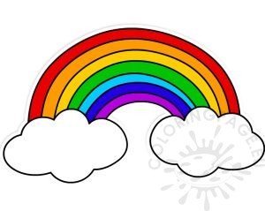 Color Rainbow with Clouds | Coloring Page