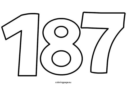 187 number vector art | Coloring Page