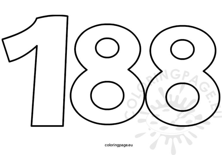 Number 188 outline | Coloring Page