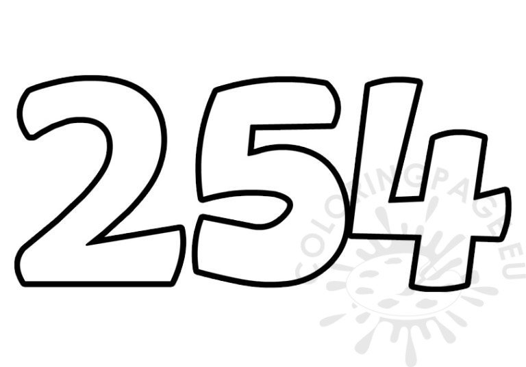 Number 254 outline | Coloring Page