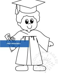 Student boy graduate | Coloring Page
