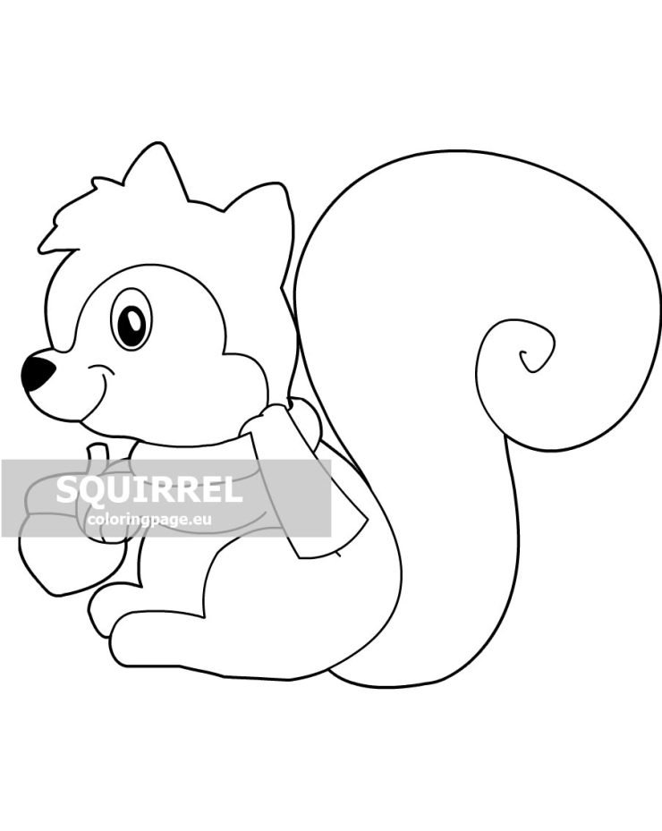 Cute Autumn squirrel | Coloring Page