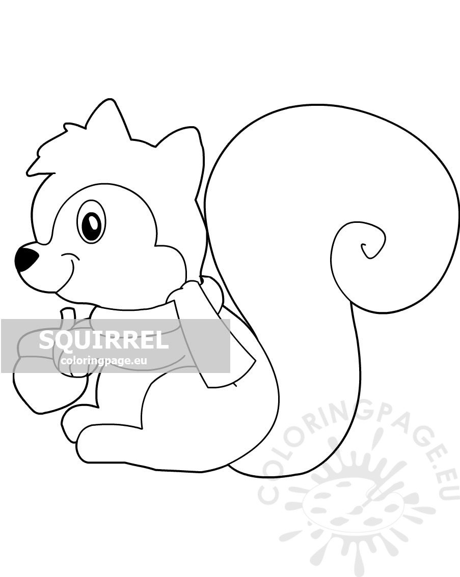 Cute Autumn squirrel | Coloring Page