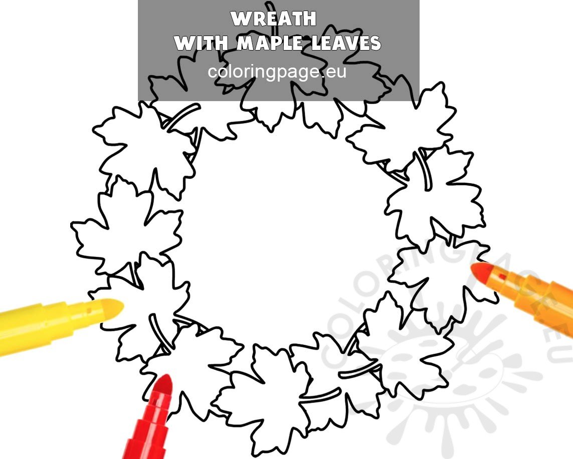 Wreath with maple leaves | Coloring Page