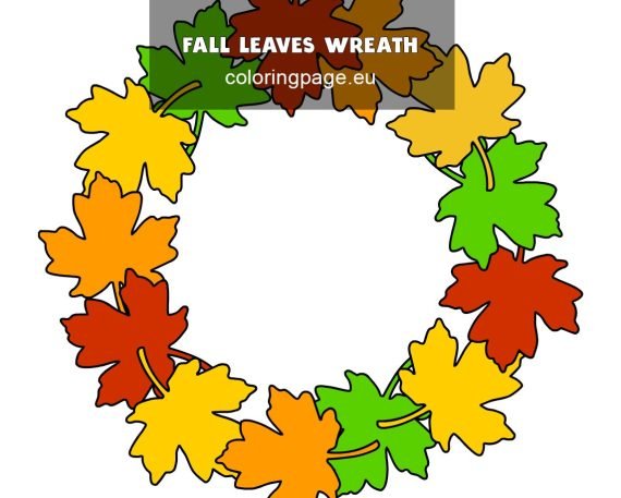 Fall Leaves Wreath printable | Coloring Page