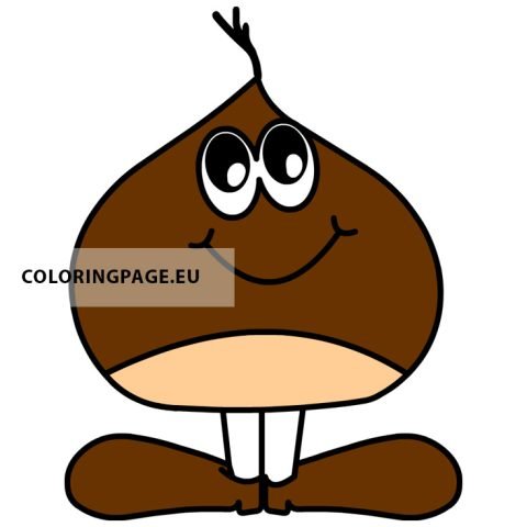 Free printable cute character chestnut | Coloring Page