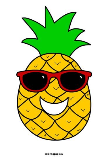 Pineapple with red sunglasses | Coloring Page