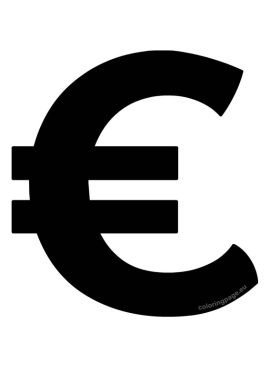 Simple euro symbol free printable | Coloring Page