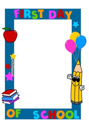 First Day of School Selfie Frame | Coloring Page