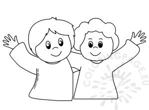 Kids hug | Coloring Page