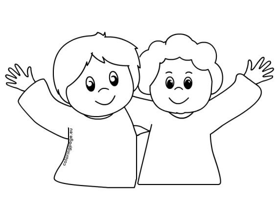 Kids hug | Coloring Page