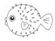 Cute Puffer fish outline | Coloring Page