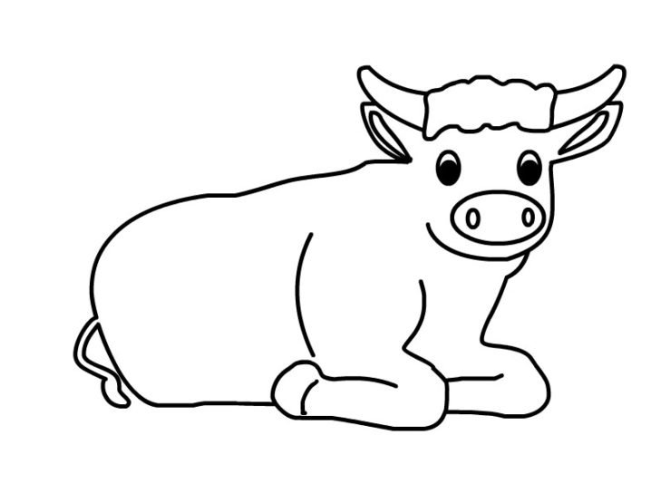Sitting ox | Coloring Page