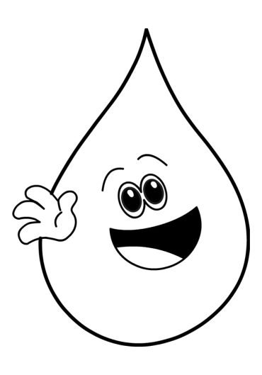 Happy Water Drop cartoon | Coloring Page