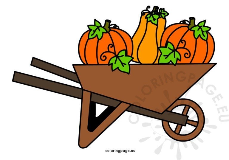 Pumpkins wheelbarrow | Coloring Page