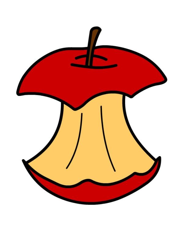 Ripe red apple core | Coloring Page