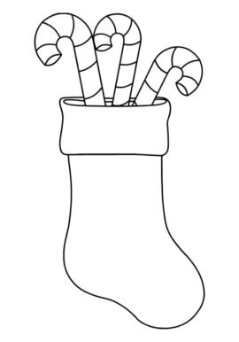 Stocking with Candy Canes | Coloring Page