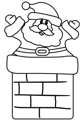 Cute Santa chimney | Coloring Page