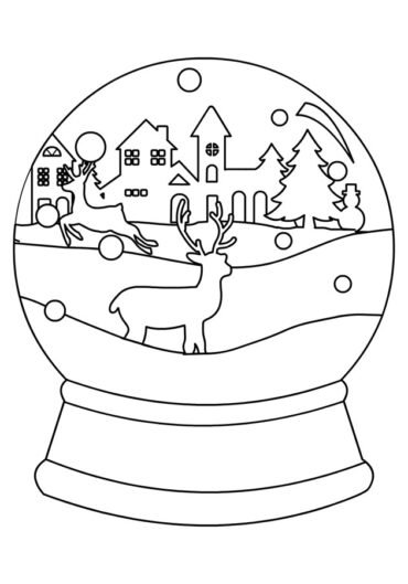 Snow Globe with Winter Landscape | Coloring Page
