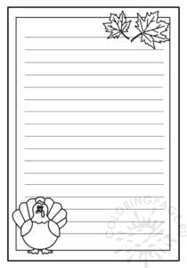 Thanksgiving Lined Writing Paper | Coloring Page