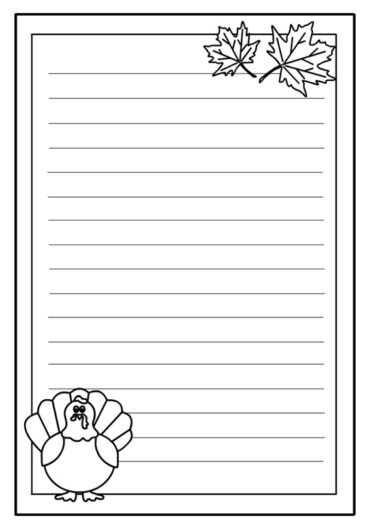 Thanksgiving Lined Writing Paper | Coloring Page