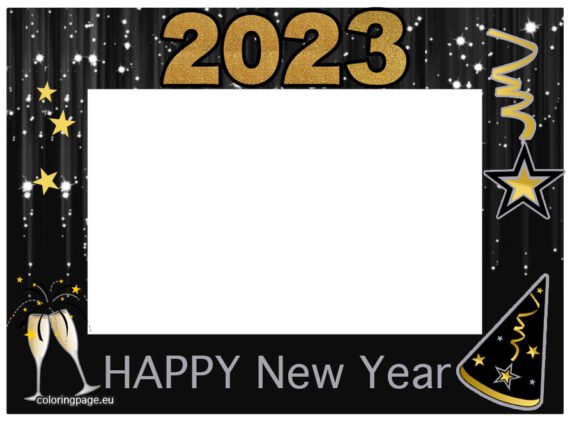 Happy New Year 2023 frame | Coloring Page