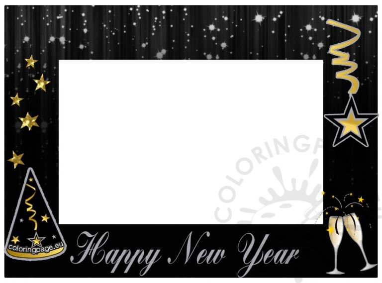 New year photo booth frame | Coloring Page